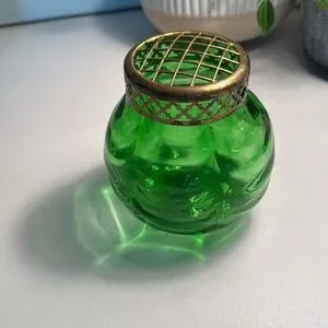 green glass | Accents | Antique Kralik Boho Czech Rare Green Draped Or ...